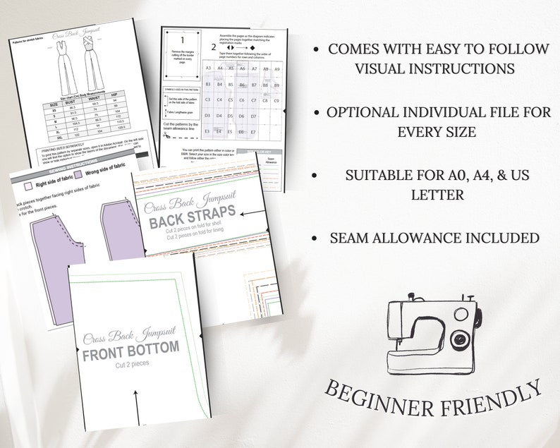 Backless Jumpsuit Sewing Pattern for Beginners XS-XXL Wide Leg - Etsy