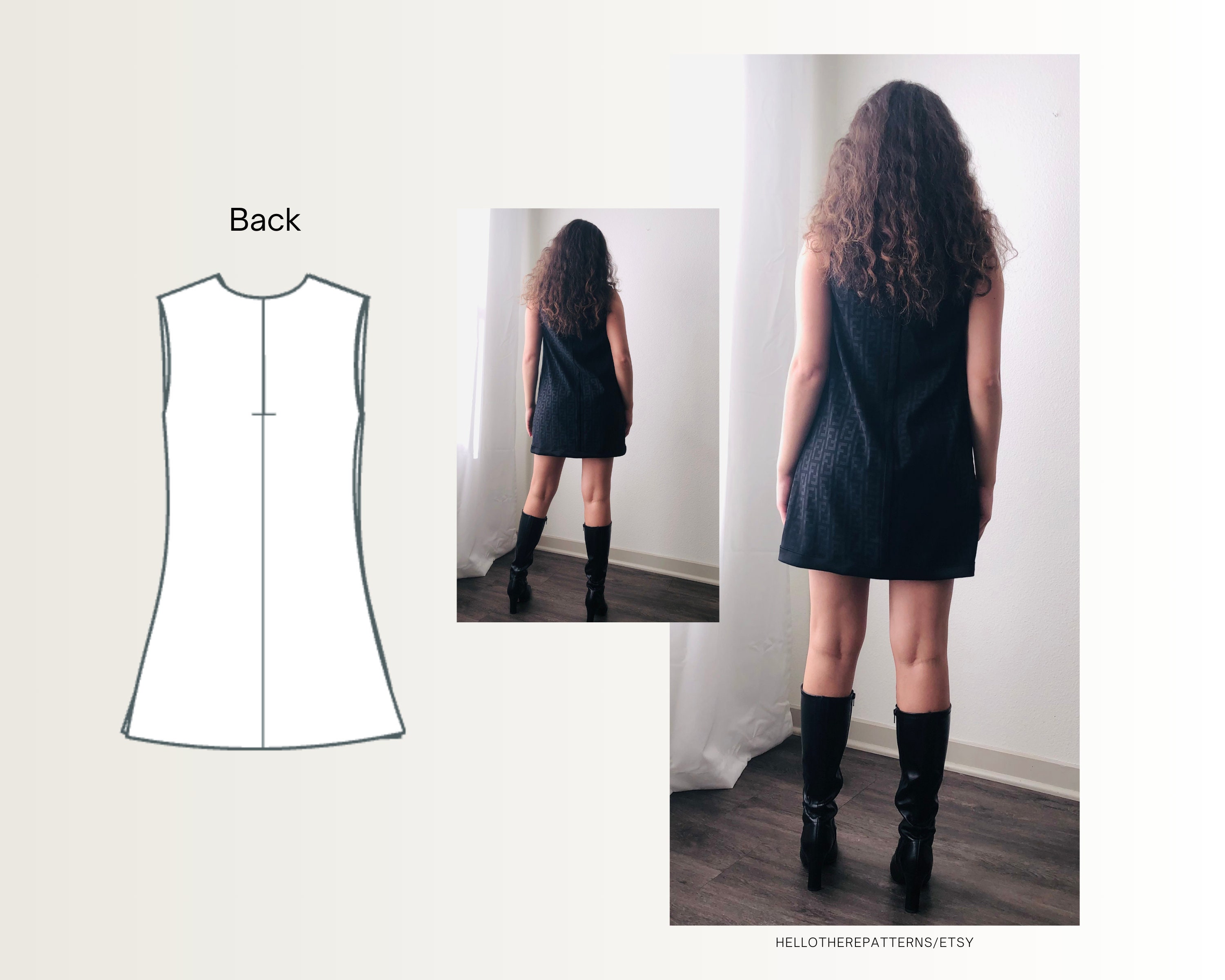 Notched Neckline Dress Sewing Pattern Elegant Short V-neck Dress PDF ...