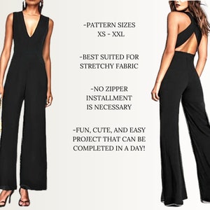 Backless Jumpsuit Sewing Pattern for Beginners XS-XXL Wide Leg - Etsy
