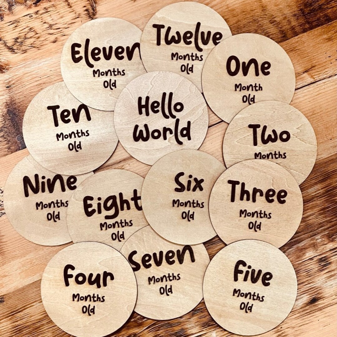 Baby Milestone Wooden Discs Baby Photo Props Monthly Age - Etsy