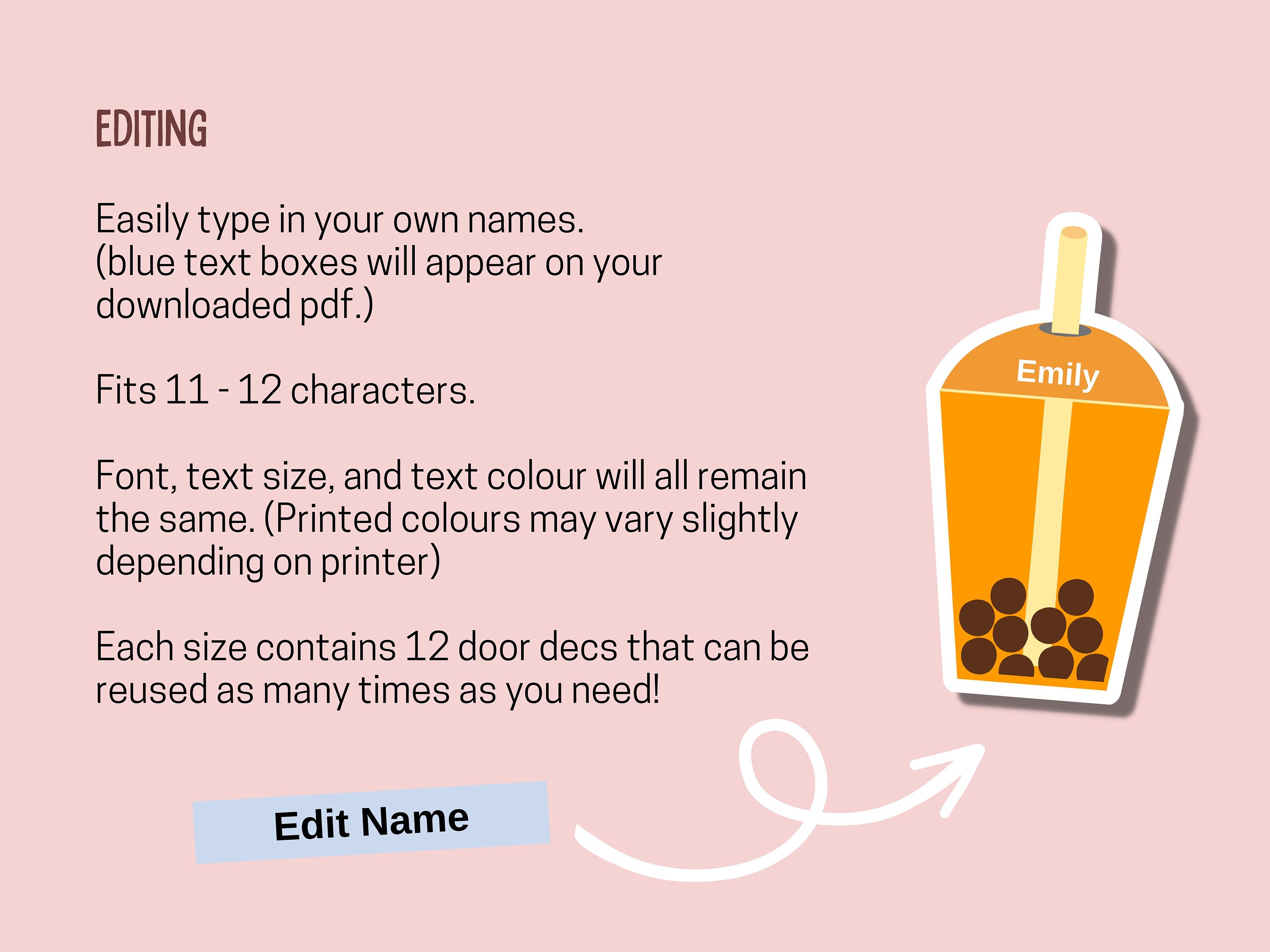 INSTANT DOWNLOAD Door Dec Bubble Tea RA Resident Advisor Printable dorm ...