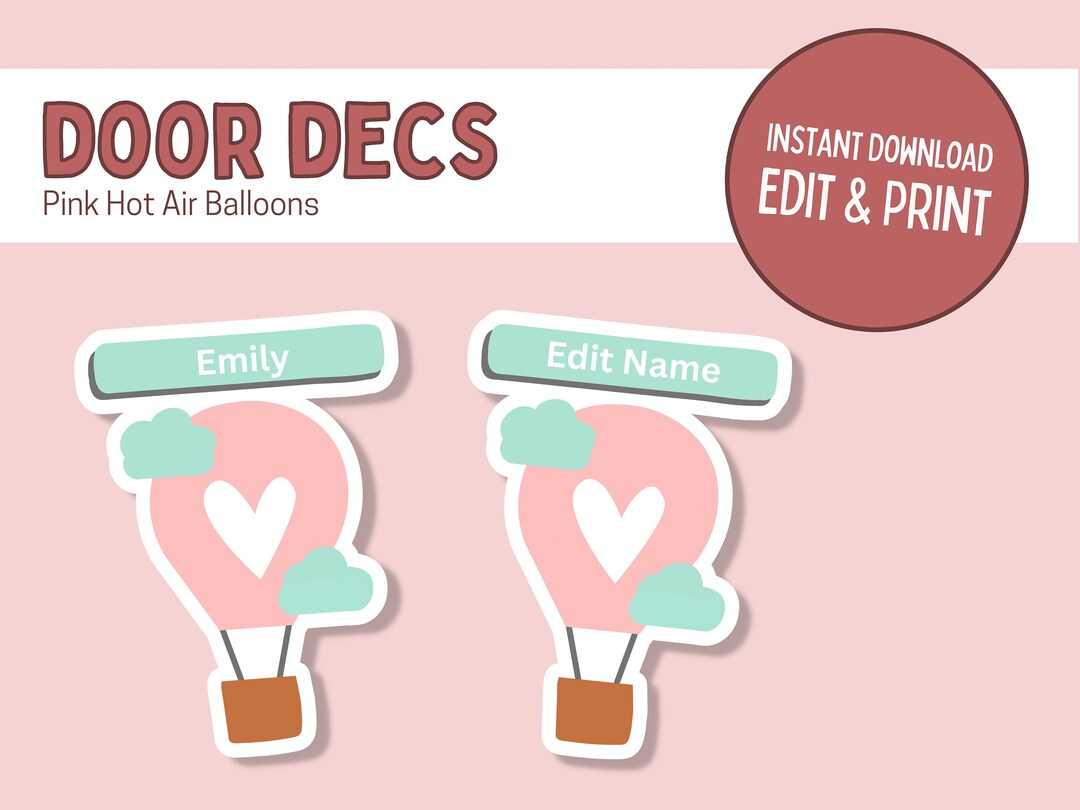 INSTANT DOWNLOAD Door Dec hot Air Balloons RA resident Advisor ...