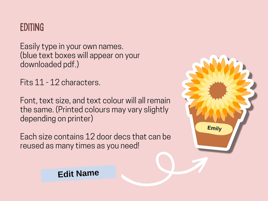 INSTANT DOWNLOAD Door Dec Flower RA Resident Advisor Printable Dorm ...