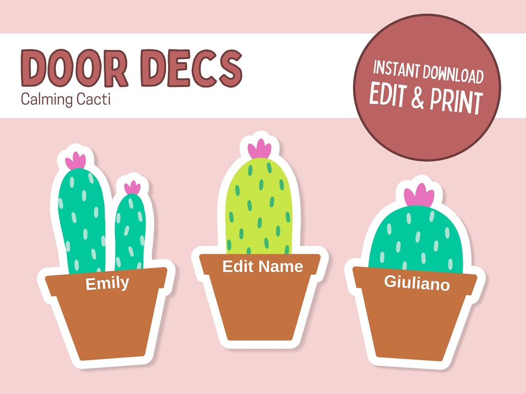 INSTANT DOWNLOAD Door Dec Cacti RA Resident Advisor Printable Dorm ...