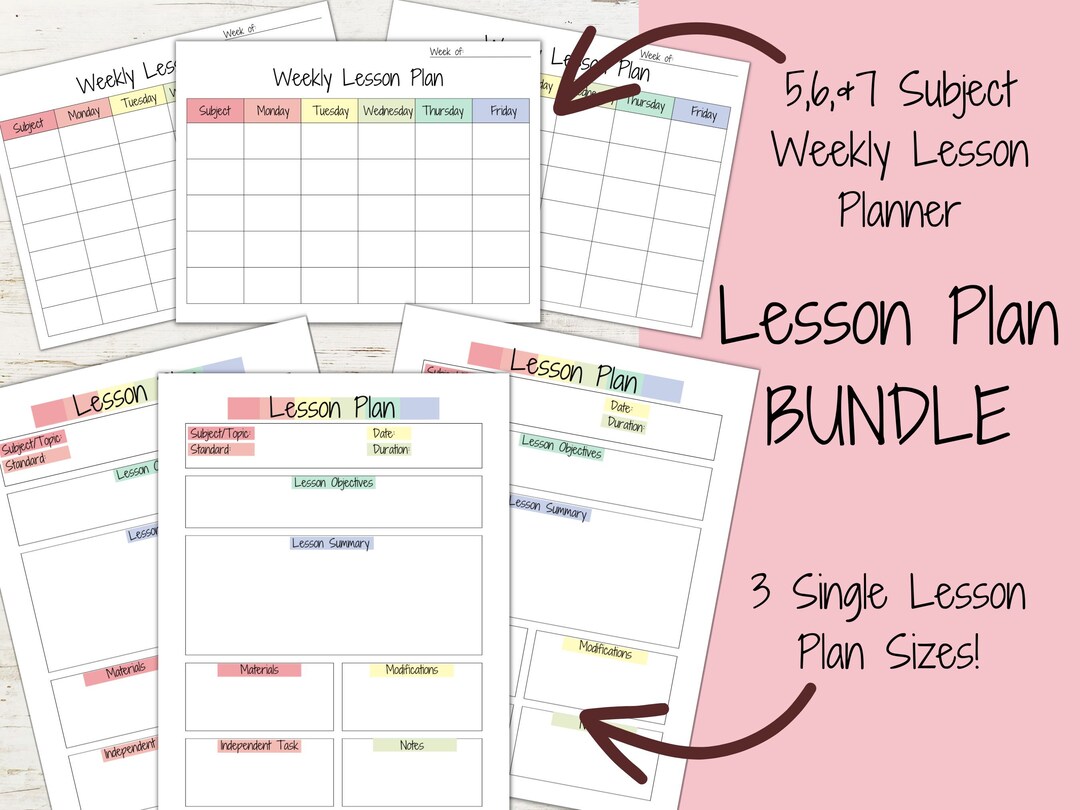 Lesson Plan Template For Teachers Lesson Planner Printable Etsy