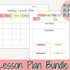Weekly Lesson Plan Template Teacher Lesson Planner - Etsy