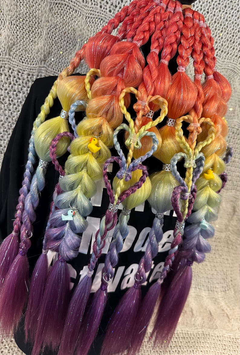 Rainbow Radiance Rainbow Sparkle Festival Braids Tie-in Rave Braids ...