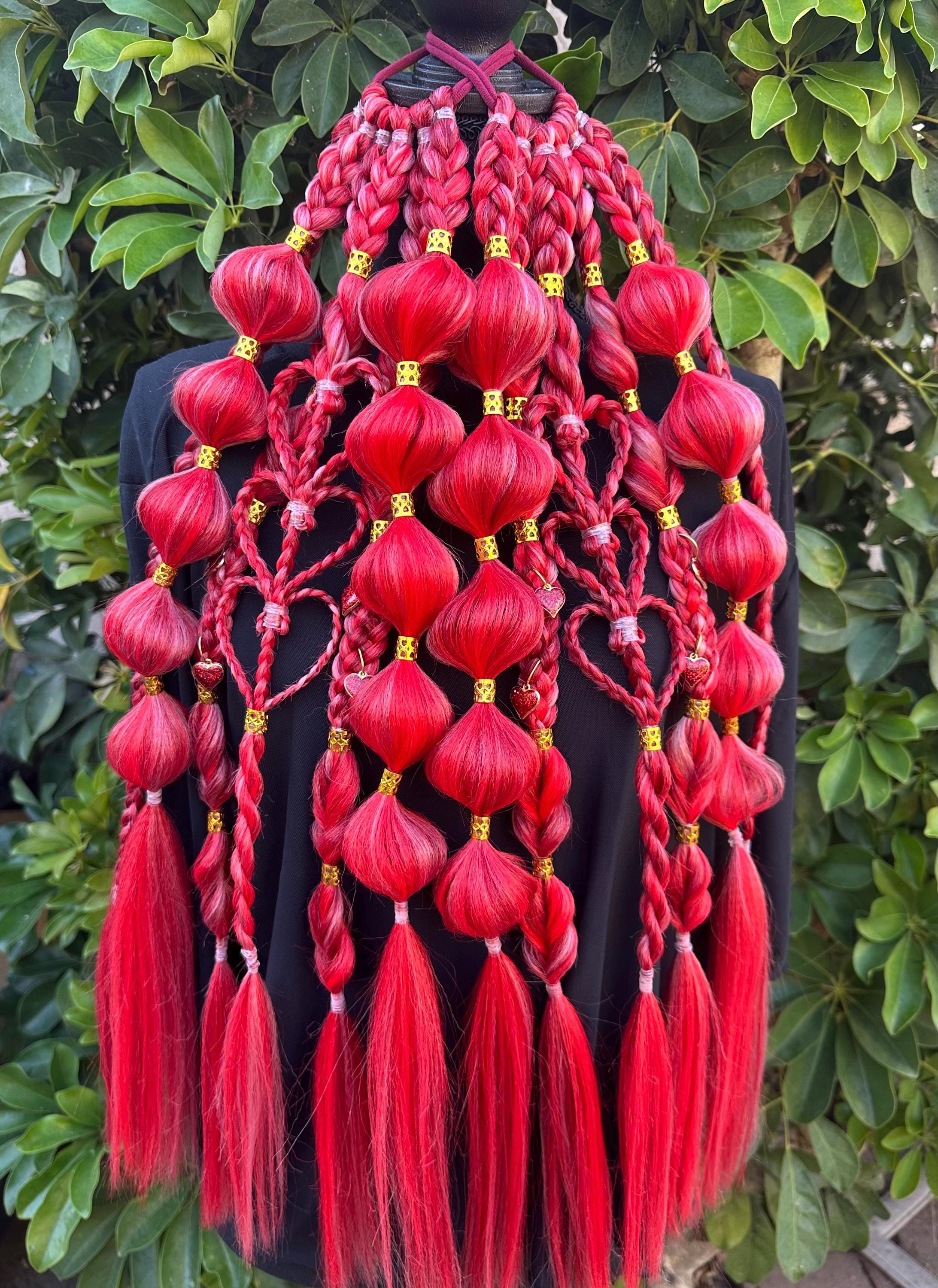 Red and Gold Tie-in Festival Braids Tie-in Rave Braids With Charms Rave ...