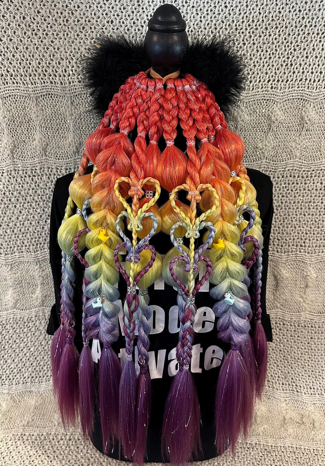Rainbow Radiance Rainbow Sparkle Festival Braids Tie-in Rave Braids ...