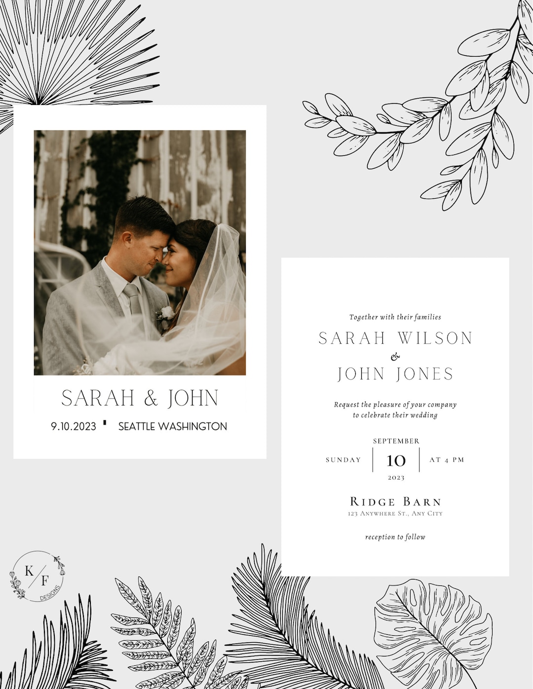 Modern Wedding Invitation Template / - Etsy