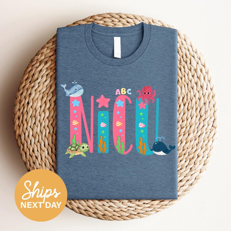 NICU Nurse T-shirt, Ocean Theme Sea Creature Tee, Pediatric Nurse ...
