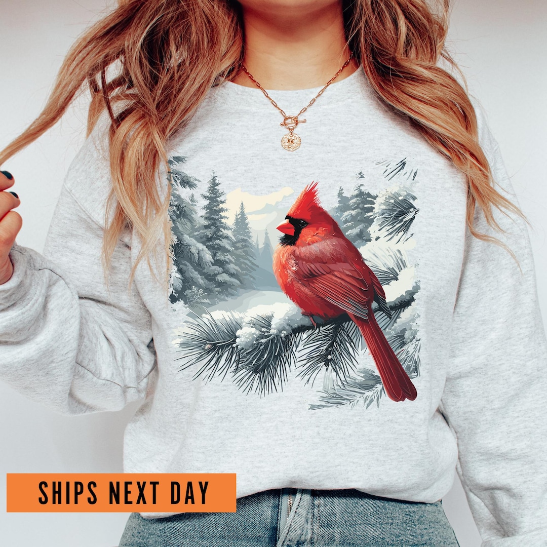 Red Cardinal Sweatshirt: Retro Bird Lover Crewneck - Etsy