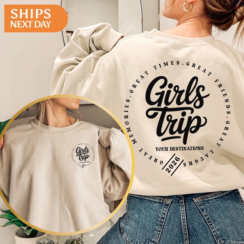 Girls Trip 2026 Sweatshirt, Matching Vacation Crewneck, Personalized ...