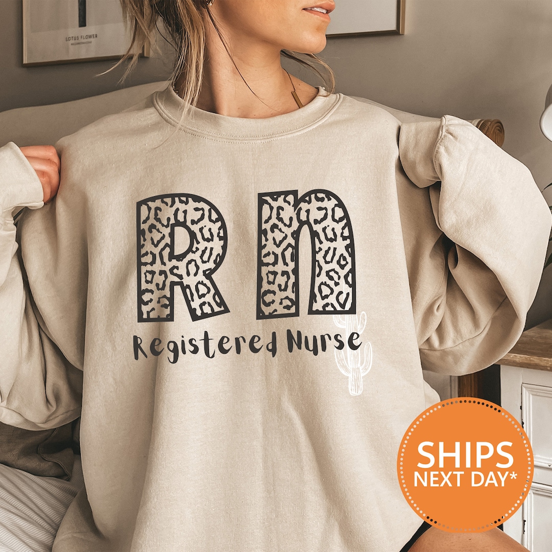 Leopard RN Hoodie, Leopard Registered Nurse Sweater, RN Crewneck, ER ...