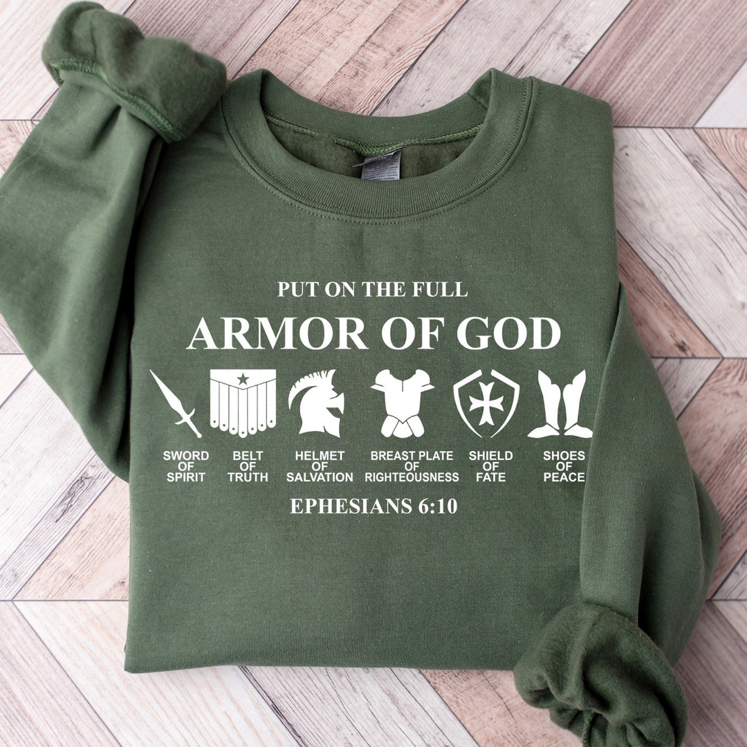 Armor of God Crewneck Ephesians 6:10 Sweater Knight Hoodie - Etsy