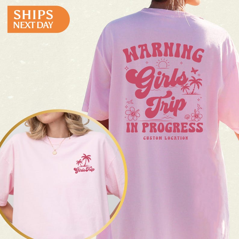 Custom Girls Trip Shirt, Warning in Progress Beach Vacation Tee - Etsy