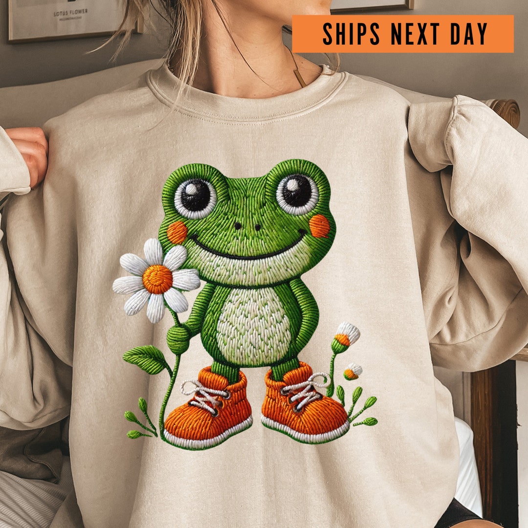 Cute Frog Hoodie, Frog Sweatshirt, Frog Graphic Crewneck, Toad Sweater ...