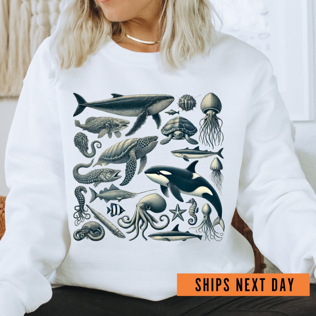 Ocean Animal Hoodie, Sea Animal Sweatshirt, Ocean Nature Sweater ...