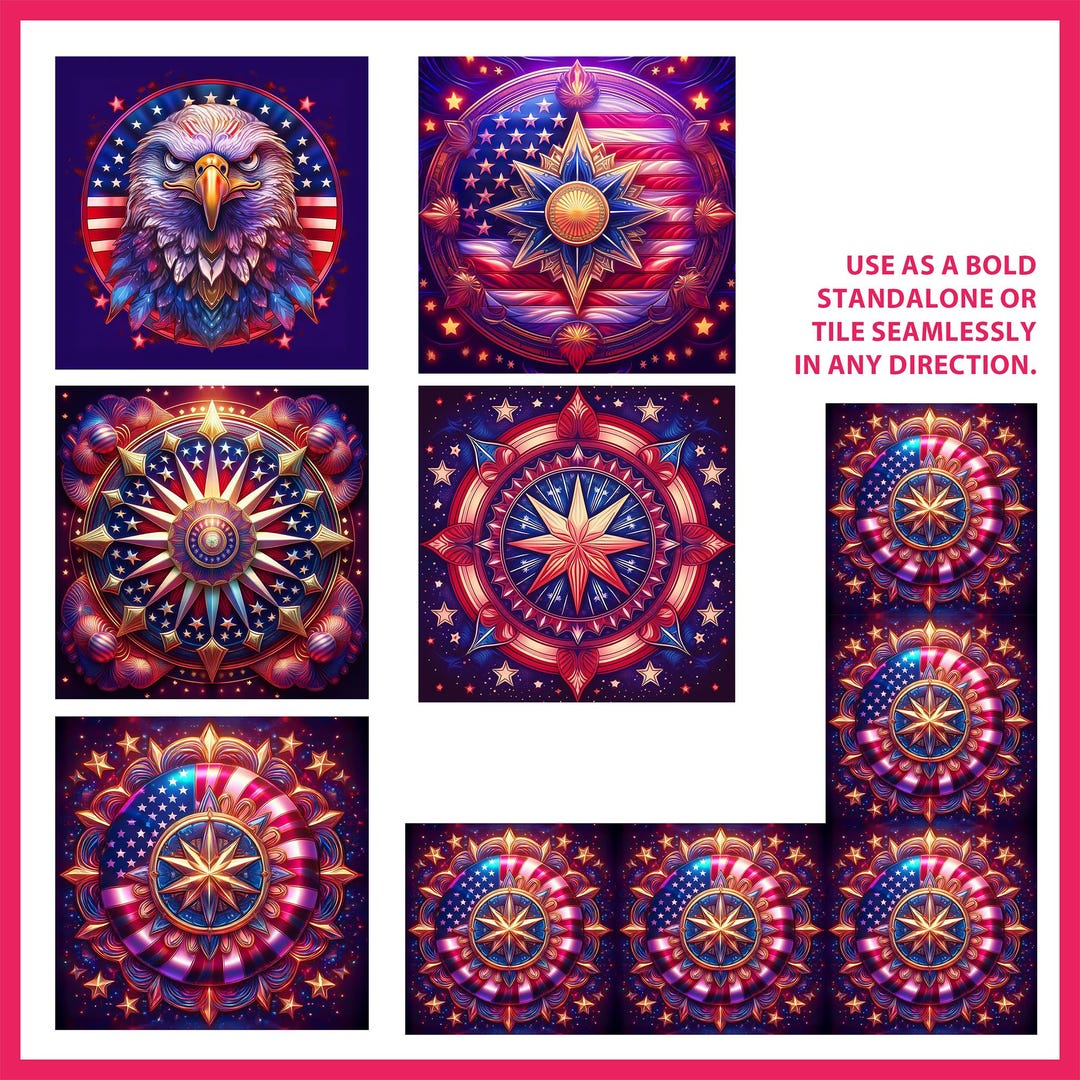 Patriotic Mandala PNG Bundle: 4th of July Sublimation Designs (300 DPI ...