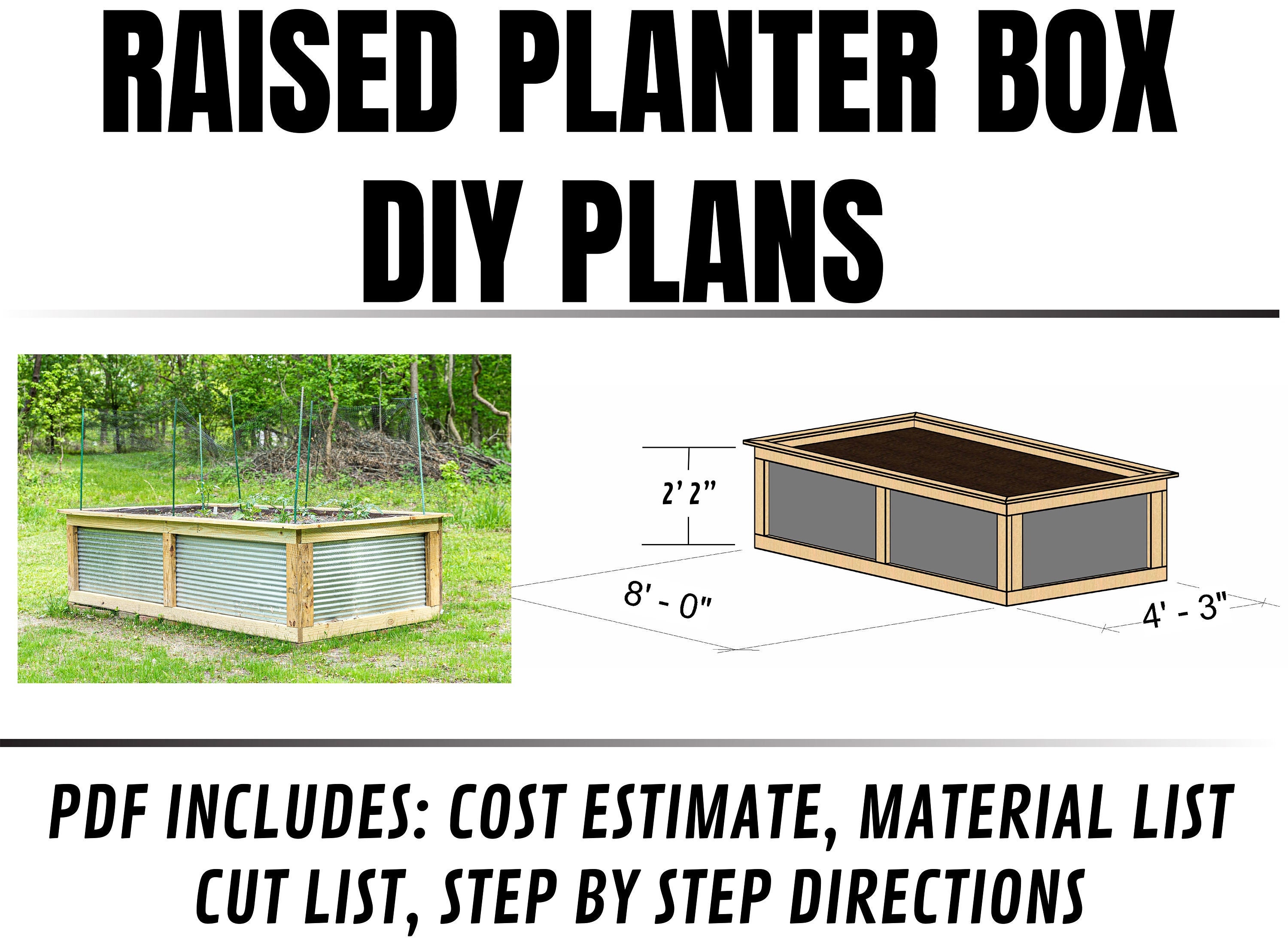 DIY Raised Garden Bed/planter Box Digital Download Plans With Detailed ...