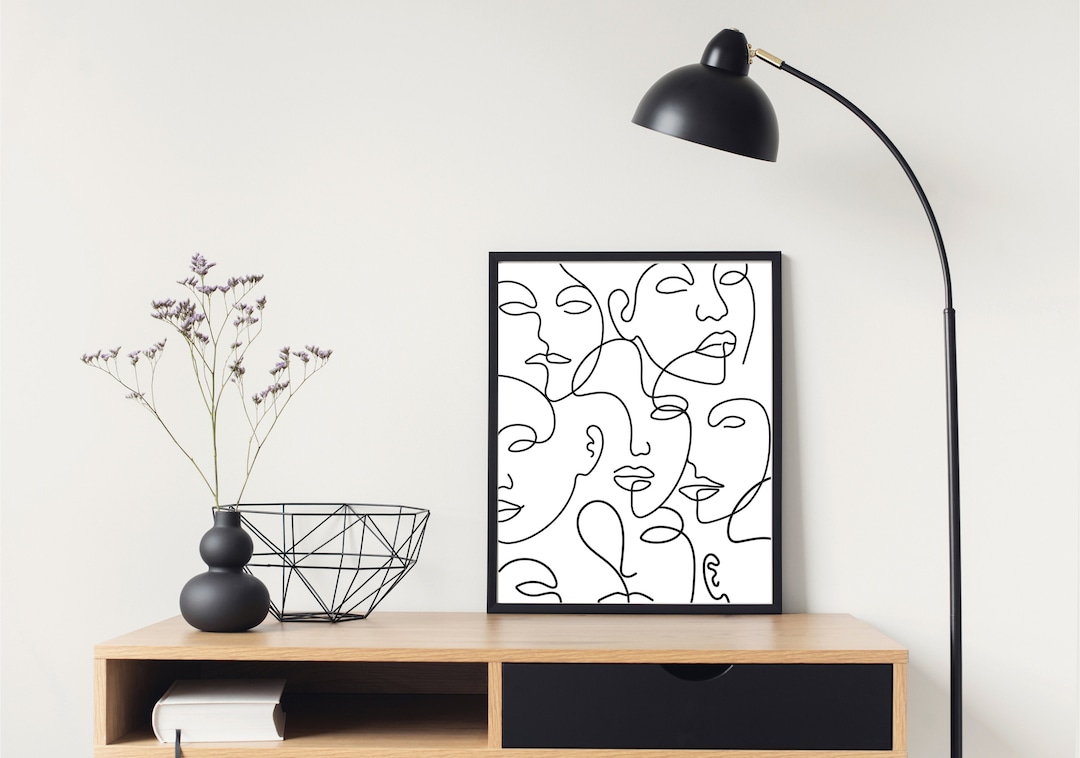 Minimalist Line Art Faces Black and White - Etsy