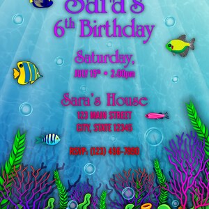 Underwater Birthday Invitation, Ocean Birthday Party, Tropical Fish ...