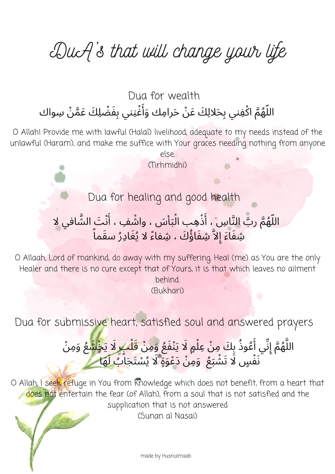 Duas,islamic,poster,life Changing - Etsy