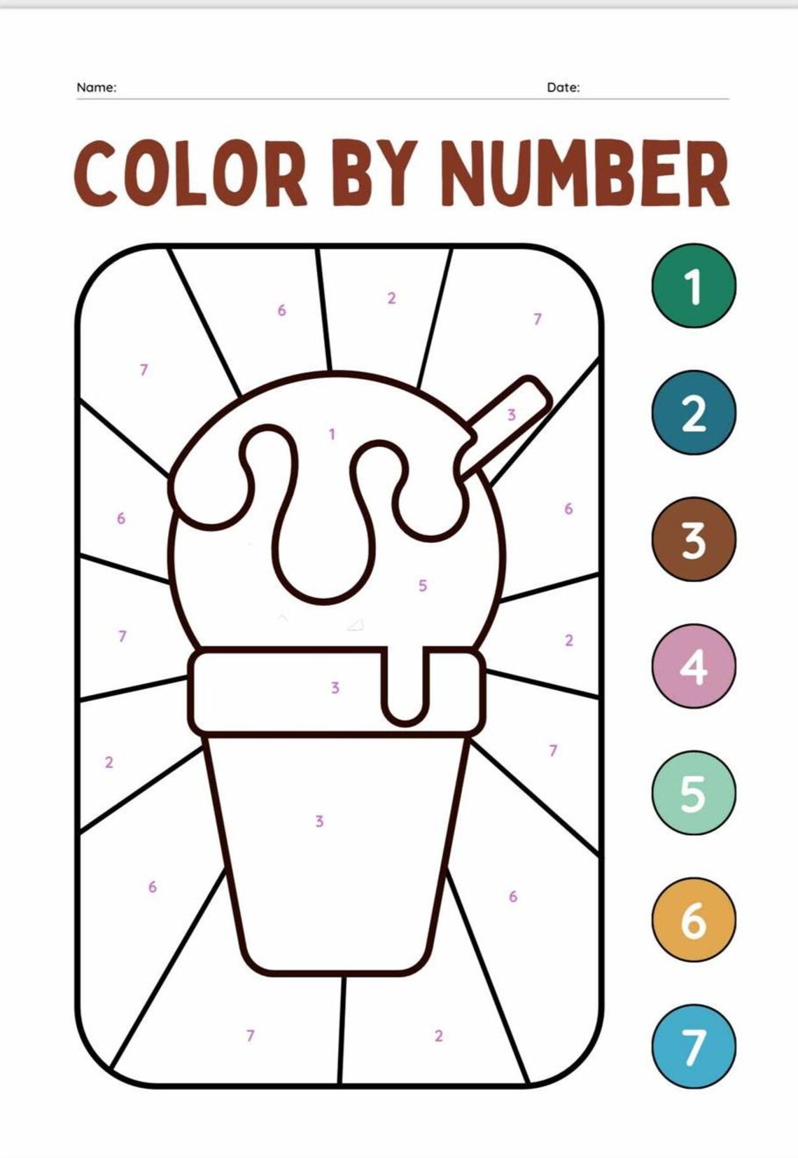 Color by Number Ice Cream Coloring Pages 3 Page Digital PDF Printable ...