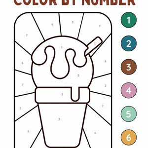 Color by Number Ice Cream Coloring Pages 3 Page Digital PDF Printable ...