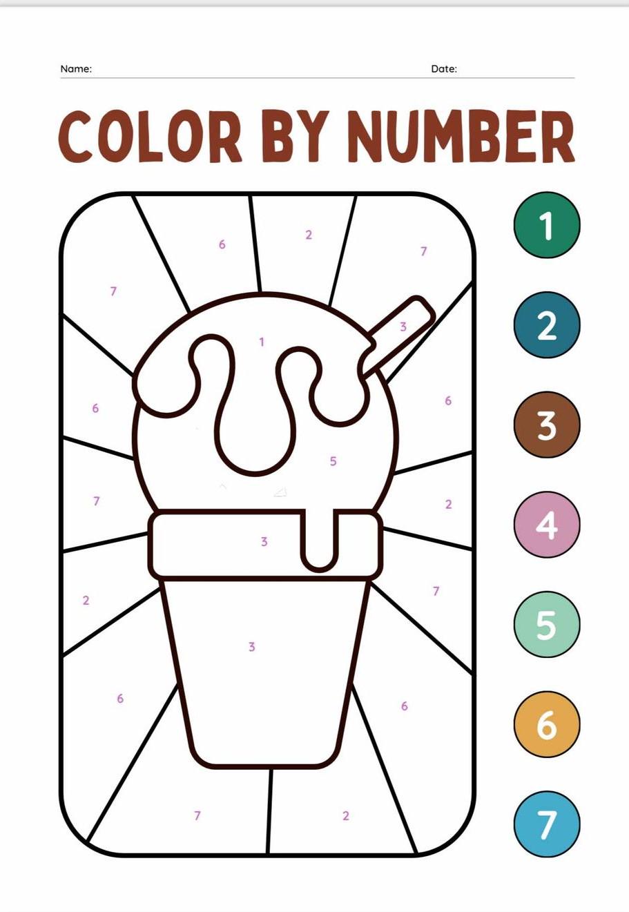 Color by Number Ice Cream Coloring Pages 3 Page Digital PDF Printable ...