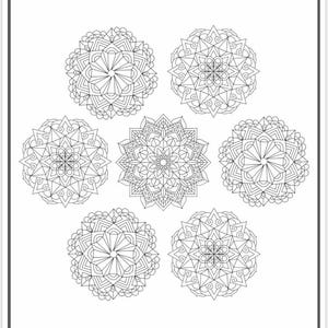 Black & White Relaxation Mandala Coloring Pages 7 Page Digital PDF ...