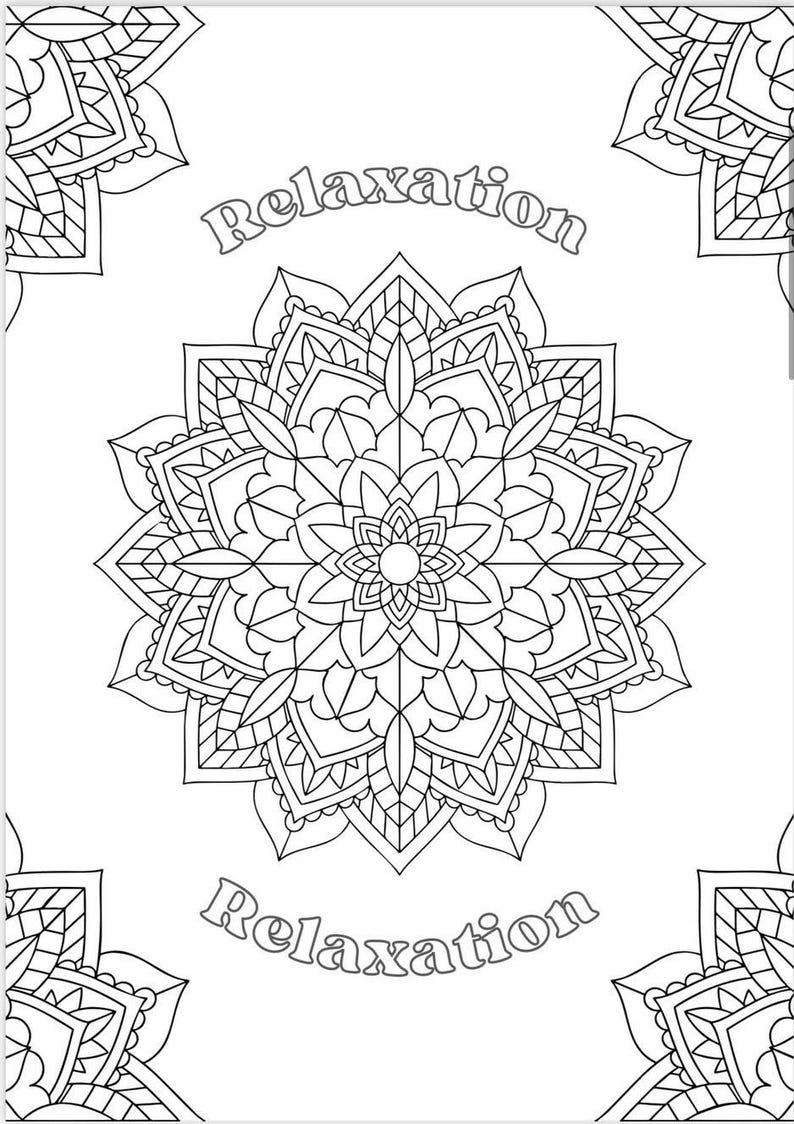 Black & White Relaxation Mandala Coloring Pages 7 Page Digital PDF ...