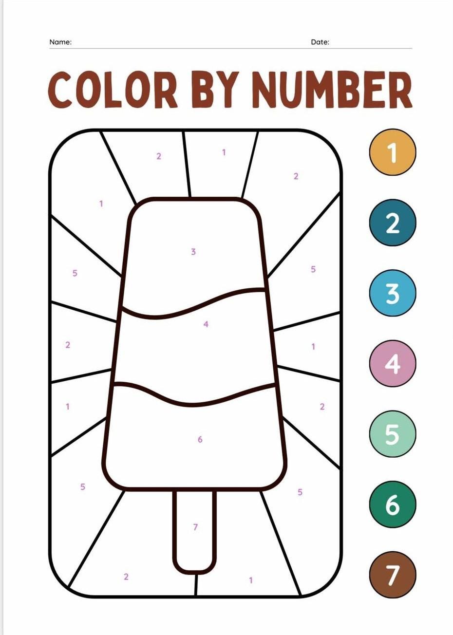 Color by Number Ice Cream Coloring Pages 3 Page Digital PDF Printable ...