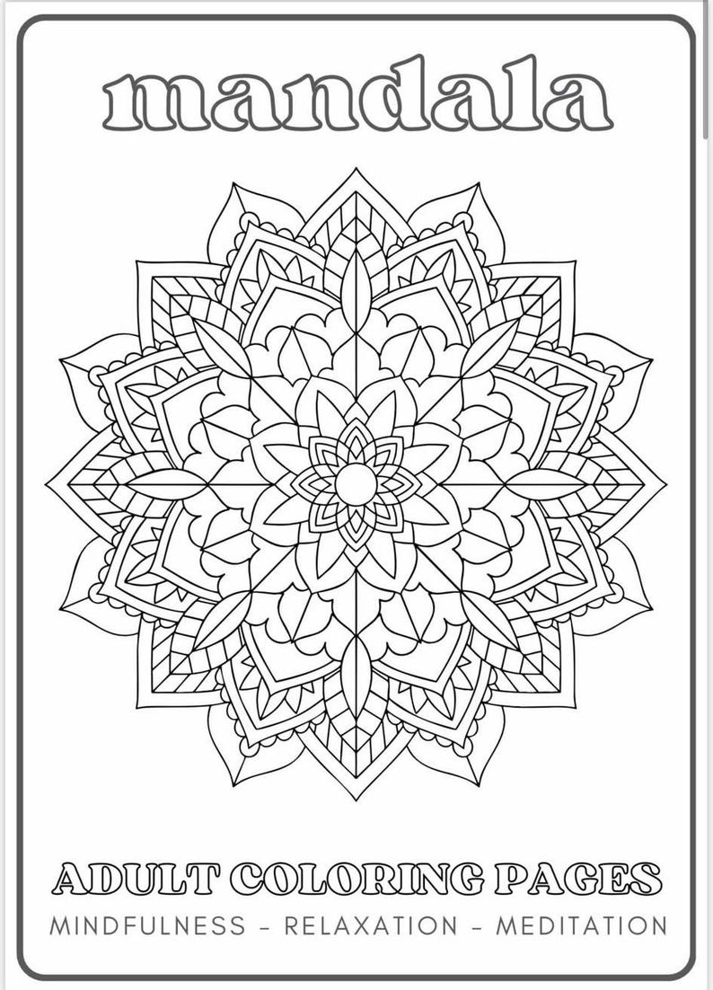 Black & White Relaxation Mandala Coloring Pages 7 Page Digital PDF ...
