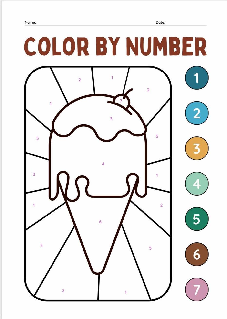 Color by Number Ice Cream Coloring Pages 3 Page Digital PDF Printable ...