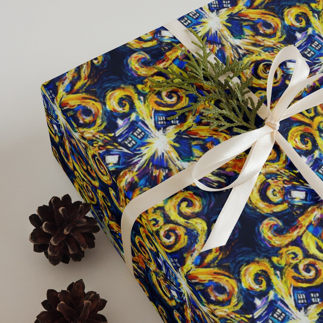 Awesome Tardis Van Gogh Gift Wrapping Paper Sheets - Etsy