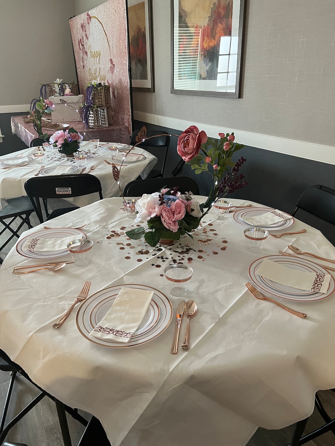 Floral Decor, Floral Arrangement, Rose Gold With Butterfly Accents - Etsy