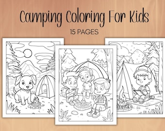 Kids Camping Coloring Pages, Outdoor Coloring Book, Nature Coloring ...