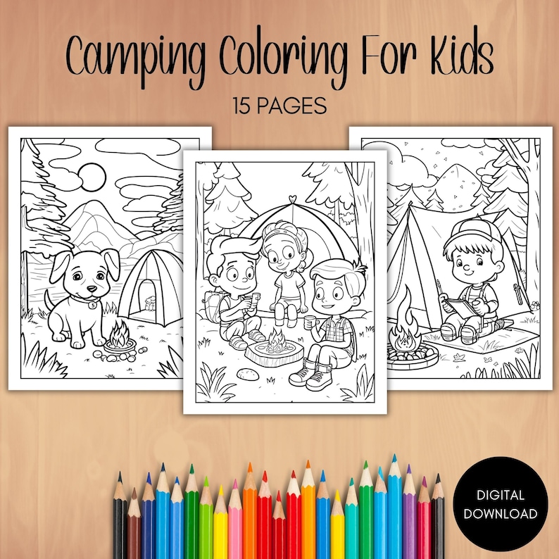 Camping Coloring Pages for Kids Coloring Printable Outdoor Coloring ...