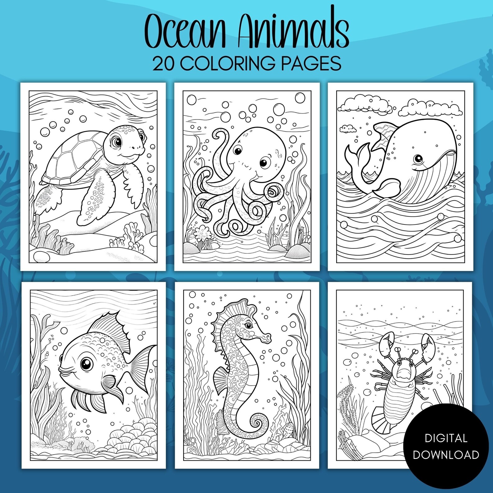 Ocean Animal Coloring Pages for Kids Coloring Printable Coloring Book ...