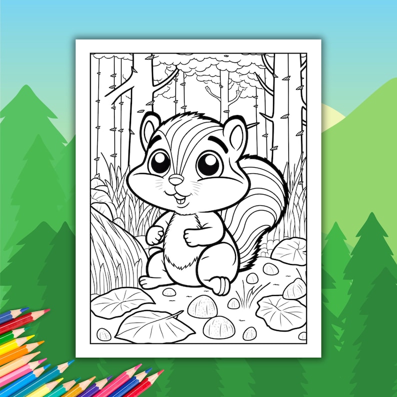 Animal Coloring Pages for Kids Coloring Printable Forest - Etsy UK