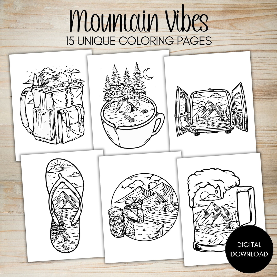 Mountain Coloring Pages Camping Coloring for Adults Printable Coloring ...