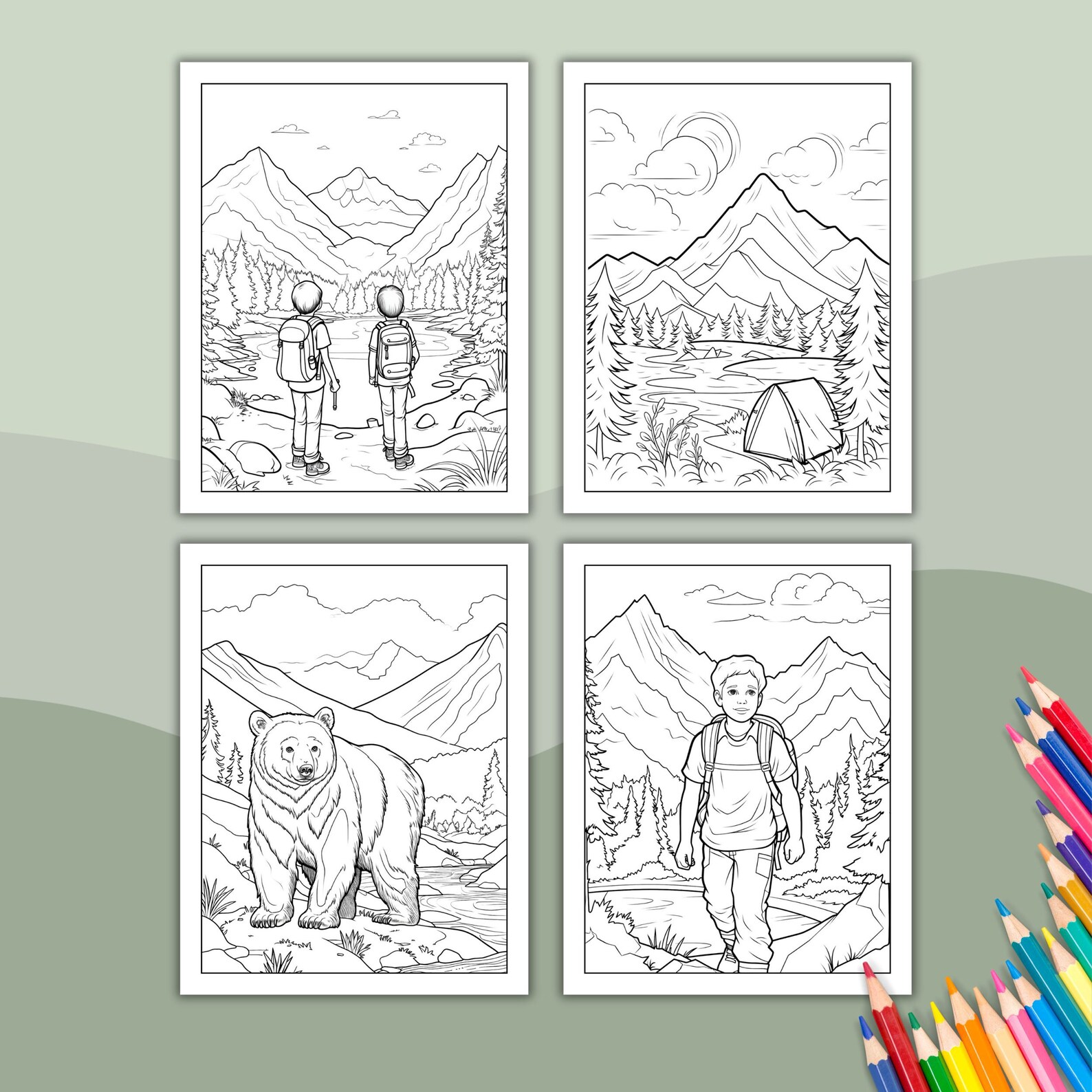 Exploring the Wilderness Adult Coloring Pages Kids Printable Adventure ...