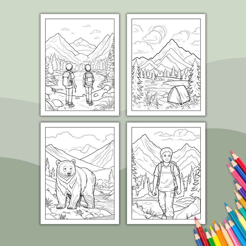 Exploring the Wilderness Adult Coloring Pages Kids Printable Adventure ...