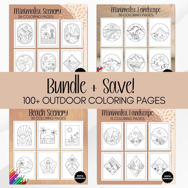 Minimalist Coloring Pages Bundle Printable Coloring Pages - Etsy