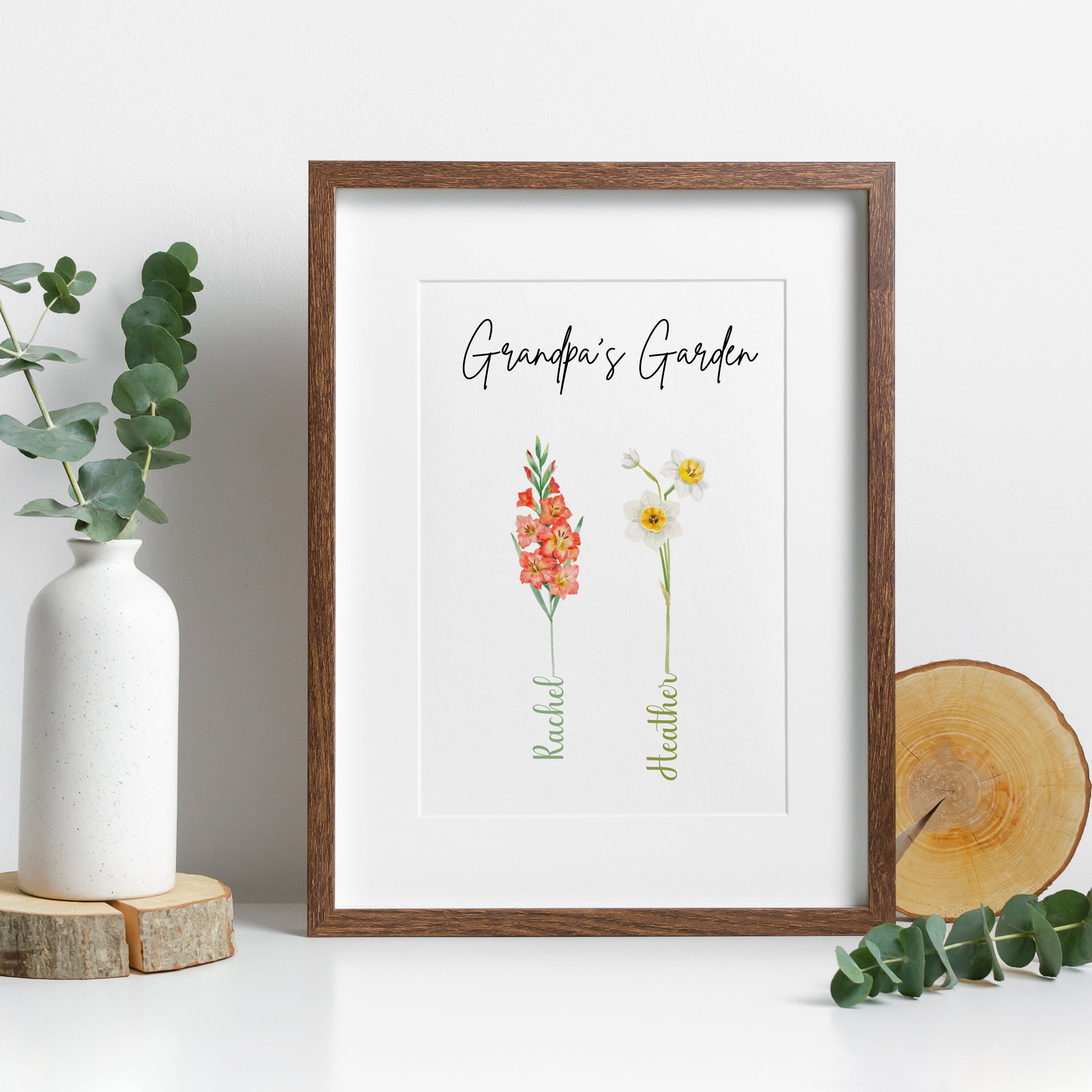 Birth Flower Gift Custom Grandpa's Garden Birth Flower Personalized ...