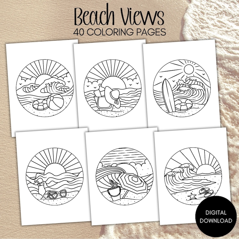 Beach Coloring Pages Summer Coloring Printable Coloring Book - Etsy