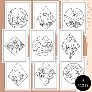 Minimalist Coloring Pages Bundle Printable Coloring Pages Boho Coloring ...
