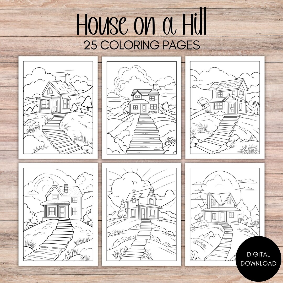 House Coloring Pages Printable Outdoor Scenery Coloring Book for Kids ...
