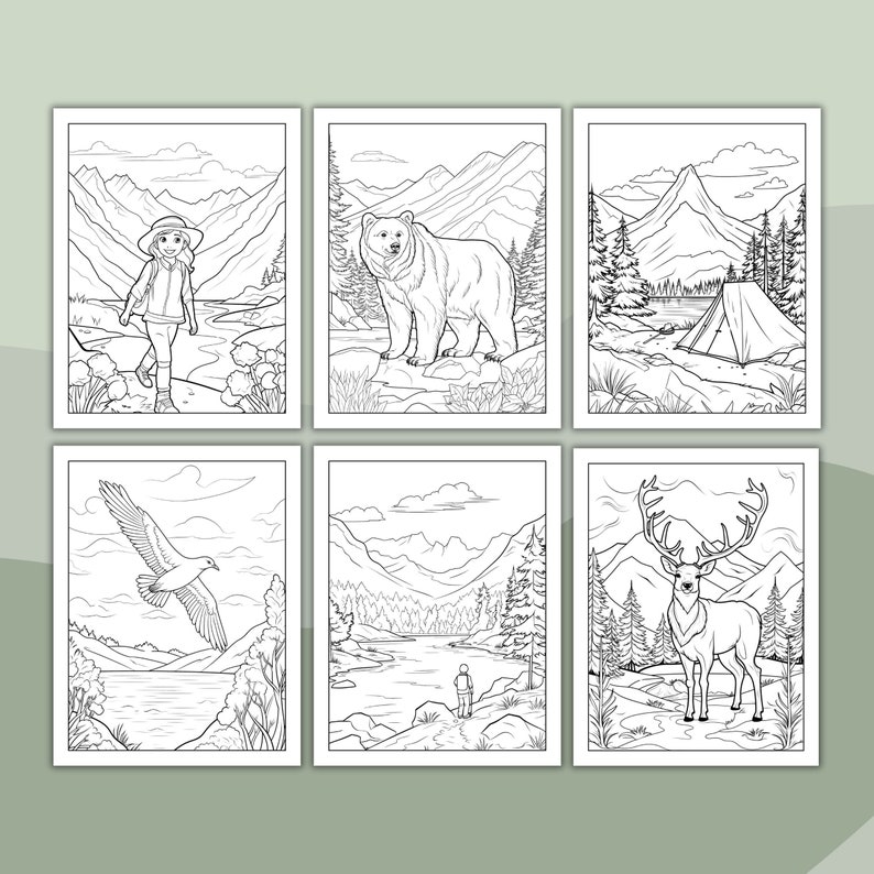 Exploring the Wilderness Adult Coloring Pages Kids Printable Adventure ...